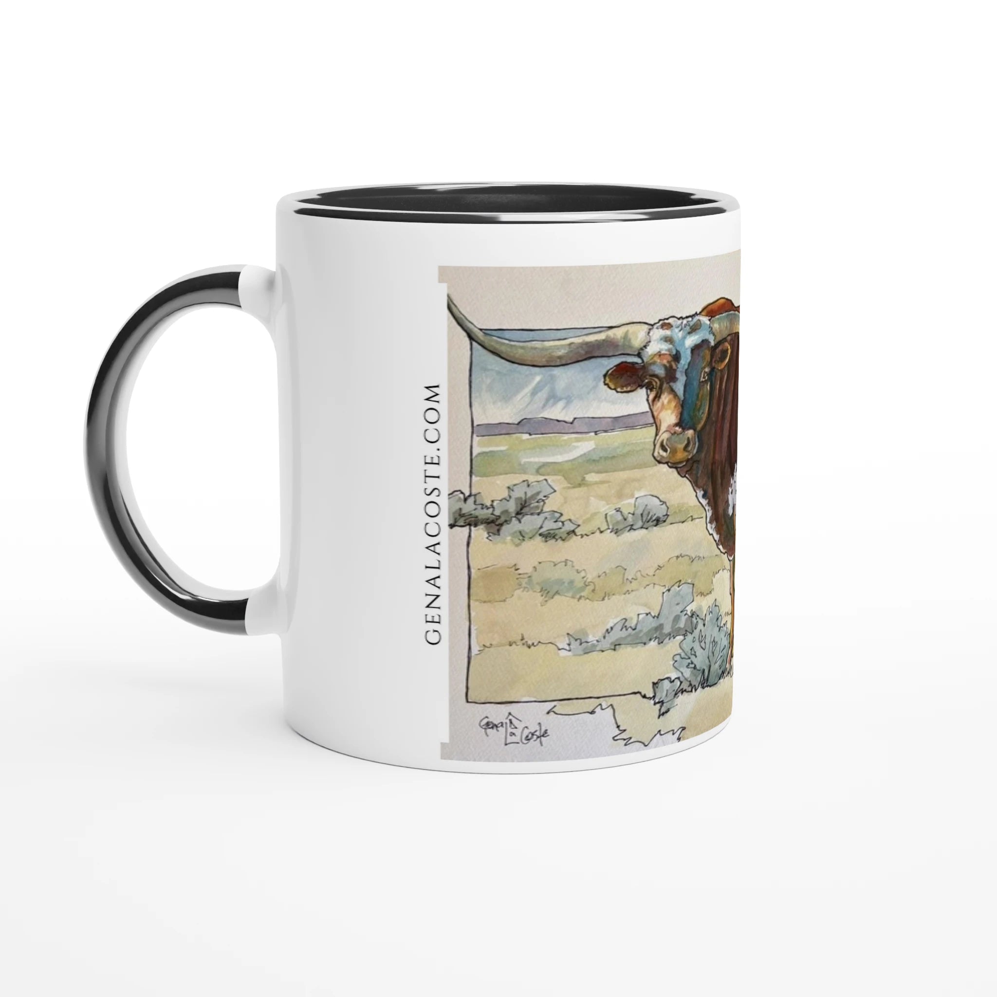 Graburn, Striking a Pose - White 11oz Ceramic Mug with Color Inside Ce ...