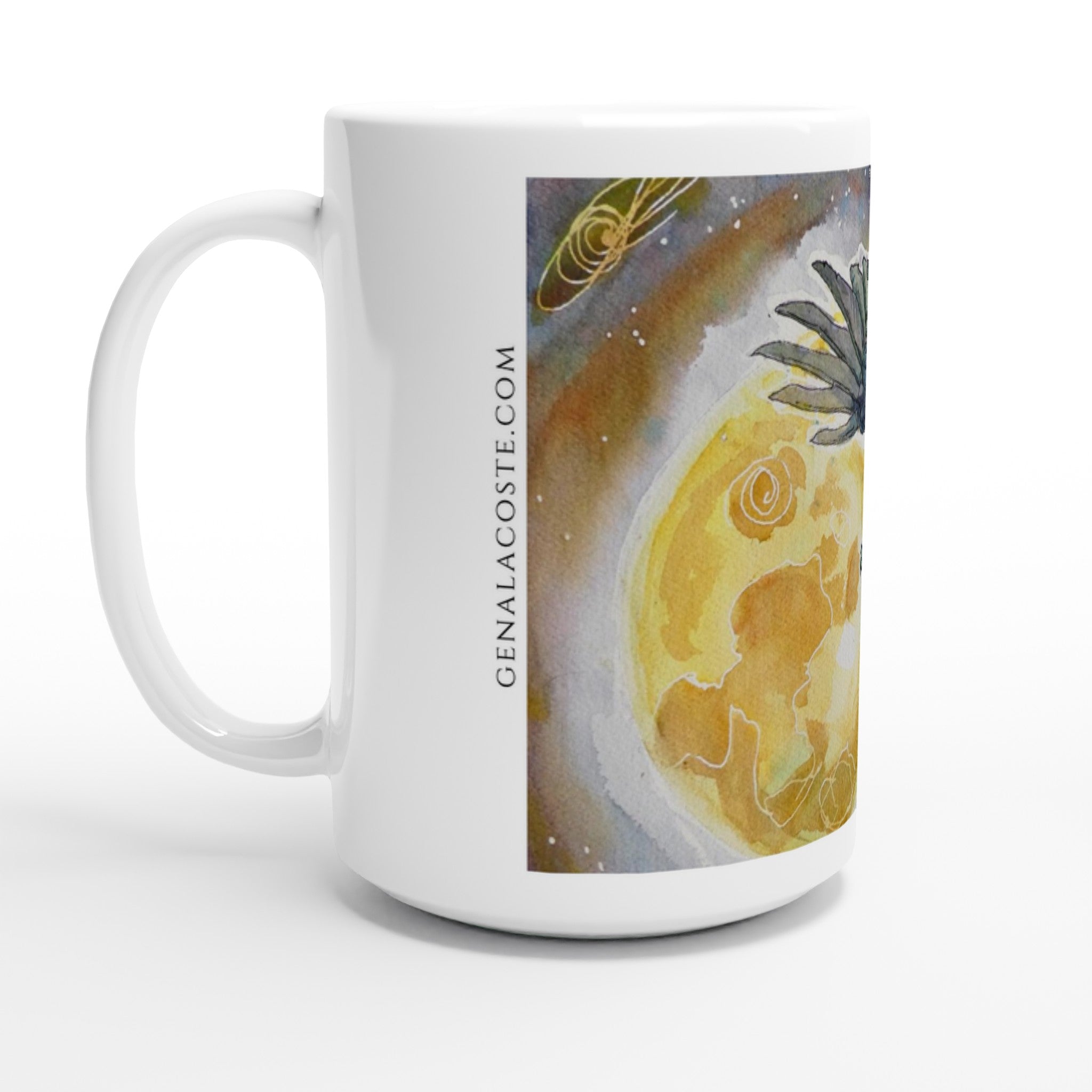 Raven and the Moon - white ceramic mug – Gena LaCoste